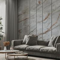 China Grey Living Room Marble Effect 10mm Pvc Wall Panels for sale