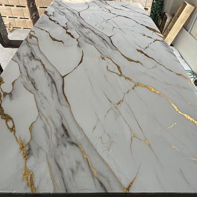 China Waterproof Pvc Imitation Marble Sheet UV Coated Fireproof Easy Install Interior Wall Panel for sale