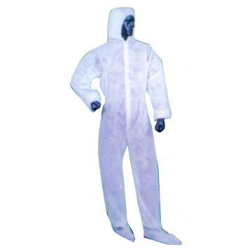 China Flame Retardant Disposable Hazard Suit , White Plastic Isolation Gowns CE Listed for sale