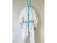 China Safe 165cm - 185cm Disposable Protective Suit Water Resistant With Blue Tape for sale