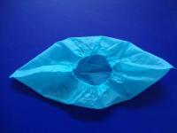China Double Elastics Blue Plastic Overshoes , Eco Friendly Plastic Shoe Protectors for sale