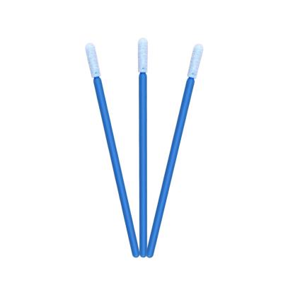 China CM FS1702 Industrial Microfib Foam Tip Swab Round Head Blue Handle for sale