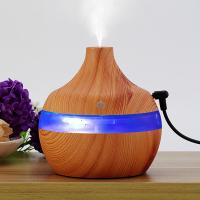 China Small Size 300ml Wood Grain Cool Mist Room Humidifier with Color Change LED Light for sale