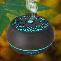 China 500ml Household Wood and Glass Essential Oil Aroma Diffuser with Remote and RGB LED Light for sale