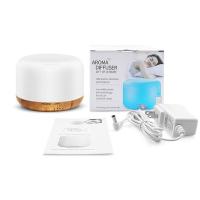 China 12W Portable Small Size 300ml Wood Grain Ultrasonic Air Humidifier Aroma Diffuser for sale