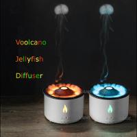 China 12W Power 2023 Amaz 24V Ultrasonic Volcano Vaporizer Aroma Diffuser Humidifier 3D Flame for sale