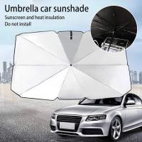 China Steel Frame Customized Logo Car Windshield Sunshade Umbrella UV Protect Foldable for sale