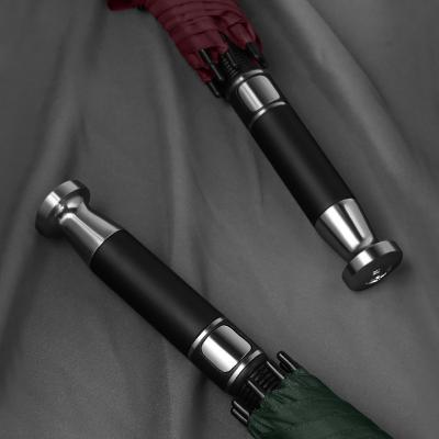 China Silver Metal Handle Straight Double Canopy Rolls Royce Golf Umbrella Custom Logo for sale