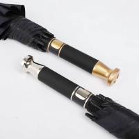China Silver Metal Handle Straight Double Canopy Rolls Royce Golf Umbrella Custom Logo for sale