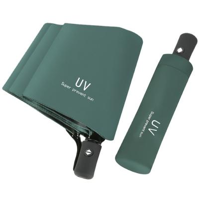 China Fully-automatic 3 Folding Rainy And Sunny Auto Umbrella with Customer's Logo Printing for sale