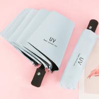 China Fully-automatic 3 Folding Rainy And Sunny Auto Umbrella with Customer's Logo Printing for sale