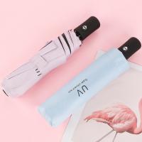 China Fully-automatic 3 Folding Rainy And Sunny Auto Umbrella with Customer's Logo Printing for sale