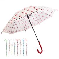 China Custom Curved Handle Straight Bone Transparent Umbrella for Advertising and Gift for sale