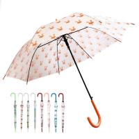 China Custom Curved Handle Straight Bone Transparent Umbrella for Advertising and Gift for sale
