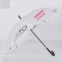 China Custom Curved Handle Straight Bone Transparent Umbrella for Advertising and Gift for sale
