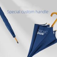 China Bar Wood Handle Advertising Umbrella with Silver Tape and Logo Printing All in 1 Function for sale