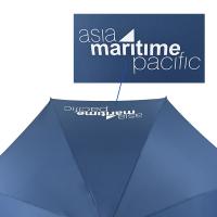 China Bar Wood Handle Advertising Umbrella with Silver Tape and Logo Printing All in 1 Function for sale