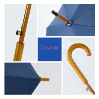 China Bar Wood Handle Advertising Umbrella with Silver Tape and Logo Printing All in 1 Function for sale