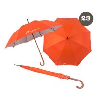 China Auto Open Full Body Umbrella Orange Custom Bank Logo Hook Handle with 100cm Diameter for sale
