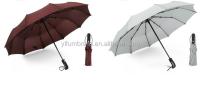 China Black Steel Shaft 10K 190T Pongee Adults Automatic 3 Fold Umbrella with Logo Prints for sale