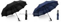China Black Steel Shaft 10K 190T Pongee Adults Automatic 3 Fold Umbrella with Logo Prints for sale