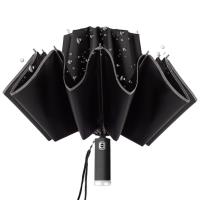 China Minimalism Style Three-folding Umbrella LED Reverse Inverted Reflective Auto Umbrella for sale