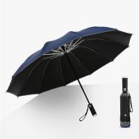 China Minimalism Style Three-folding Umbrella LED Reverse Inverted Reflective Auto Umbrella for sale