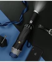 China Minimalism Style Three-folding Umbrella LED Reverse Inverted Reflective Auto Umbrella for sale