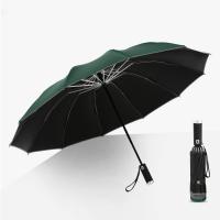 China Minimalism Style Three-folding Umbrella LED Reverse Inverted Reflective Auto Umbrella for sale