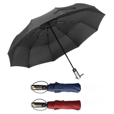 China Rubber Coating Handle Portable Automatic Travel Compact Rain Folding Umbrella for Adults for sale