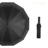 China 12 Ribs 3 Folding UV Automatic Umbrella BSCI Travel Umbrella Black Pongee Waterproof for sale