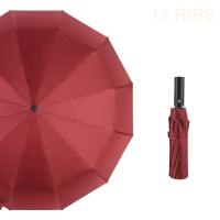 China 12 Ribs 3 Folding UV Automatic Umbrella BSCI Travel Umbrella Black Pongee Waterproof for sale