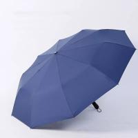 China Fully Automatic 10 Ribs Wind Resistant Solid Wood Handle Engraved with Three Fold Men's Business Umbrella for sale