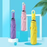 China Fully-automatic Sunny and Rain Umbrella with Solid Color Lock Handle Three Fold Design Style for sale
