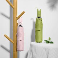 China Fully-automatic Sunny and Rain Umbrella with Solid Color Lock Handle Three Fold Design Style for sale