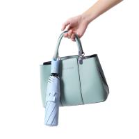 China Fully-automatic Sunny and Rain Umbrella with Solid Color Lock Handle Three Fold Design Style for sale