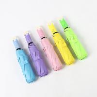 China Fully-automatic Sunny and Rain Umbrella with Solid Color Lock Handle Three Fold Design Style for sale