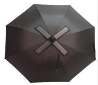China Manual Open Ruber Coating Handle Iron Sunny and Rainy Umbrella with Solar Fan for sale