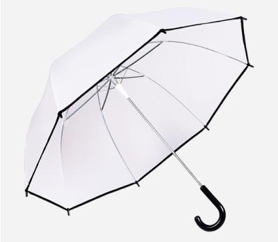 China 23inch 8K Paris Transparent Clear Umbrella for Raining Transparent Plastic J Handle for sale