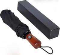 China Country Design 23 Inches Wood Handle Auto Open and Close 3 Fold Umbrella with 10 Ribs for sale