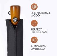 China Country Design 23 Inches Wood Handle Auto Open and Close 3 Fold Umbrella with 10 Ribs for sale