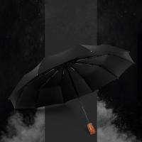 China Country Design 23 Inches Wood Handle Auto Open and Close 3 Fold Umbrella with 10 Ribs for sale