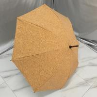 China Creative Environmental Protection Cork Fabric Sawdust Cloth Umbrella with Wooden Handle for sale