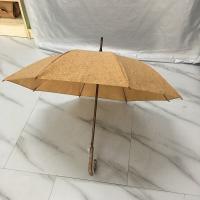 China Creative Environmental Protection Cork Fabric Sawdust Cloth Umbrella with Wooden Handle for sale
