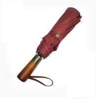 China 10 Bone Windproof Wood Handle Three Fold Umbrella for Adults Automatic Double Umbrella for sale