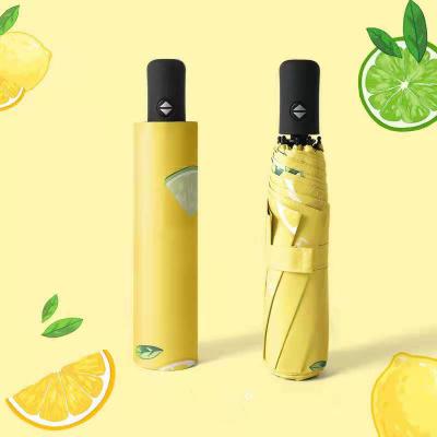 China Customized Cherries Cartoon Printing 3 Folding Market Umbrella with 190T Nylon Fabric for sale