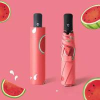 China Customized Cherries Cartoon Printing 3 Folding Market Umbrella with 190T Nylon Fabric for sale