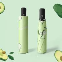 China Customized Cherries Cartoon Printing 3 Folding Market Umbrella with 190T Nylon Fabric for sale