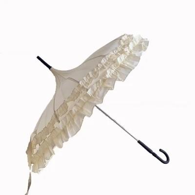 China 19 Inches Woman Pagoda Parasol Wedding Umbrella with Lace Panel and Manual Open Style for sale