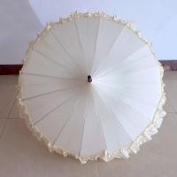 China 19 Inches Woman Pagoda Parasol Wedding Umbrella with Lace Panel and Manual Open Style for sale